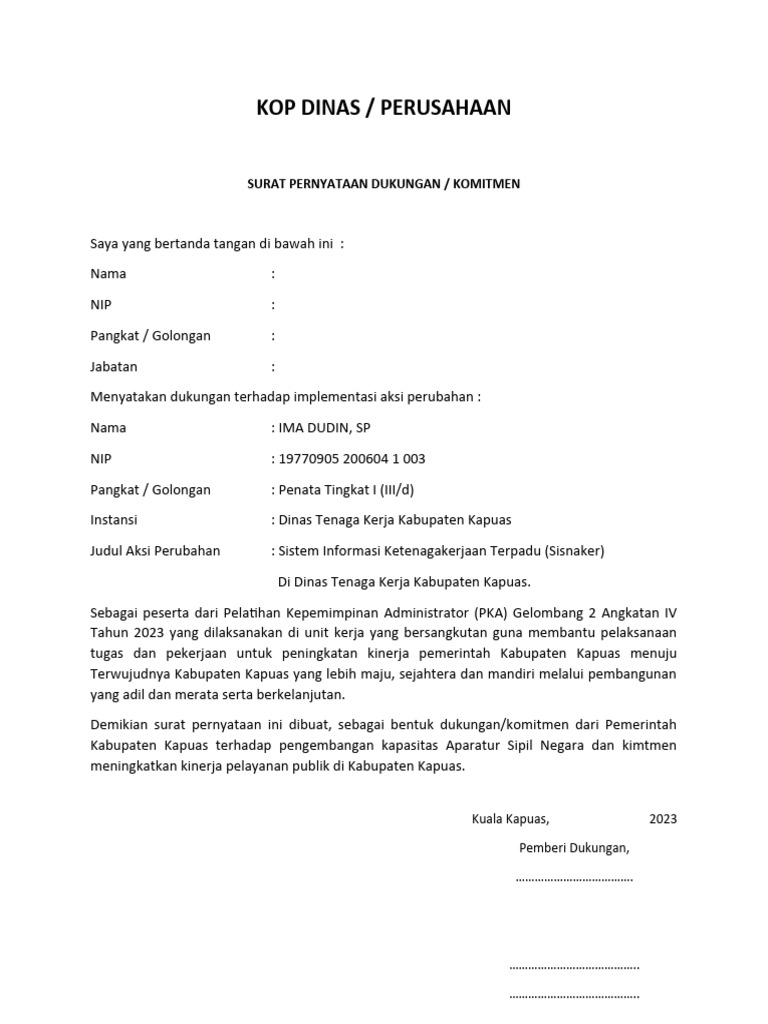 Surat Dukungan Stakeholders | PDF Surat Dukungan Stakeholders | PDF