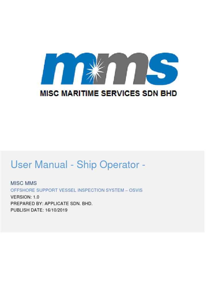 OSVIS MMS ShipOperatorUserGuide | PDF | Login | User (Computing)