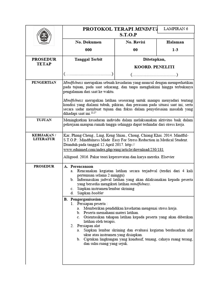SOP Mindfulness | PDF