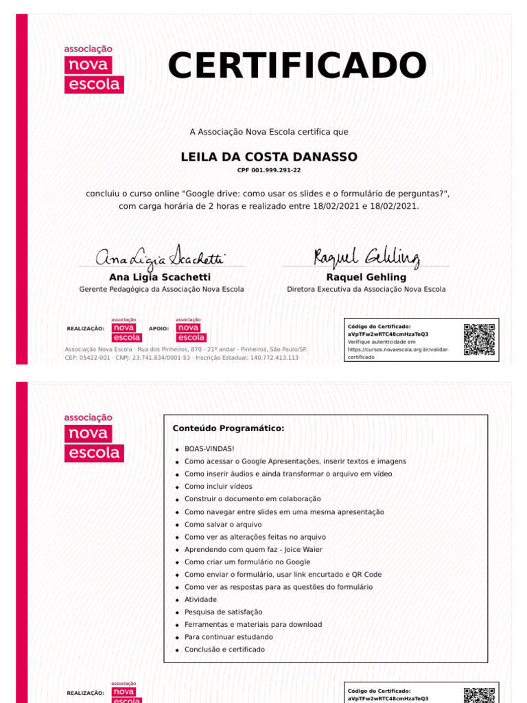 Certificado-Google-Drive-Como-Usar-Os-Slides-E-O-Formulario-De-Perguntas (1) - Leila Costa | PDF ...