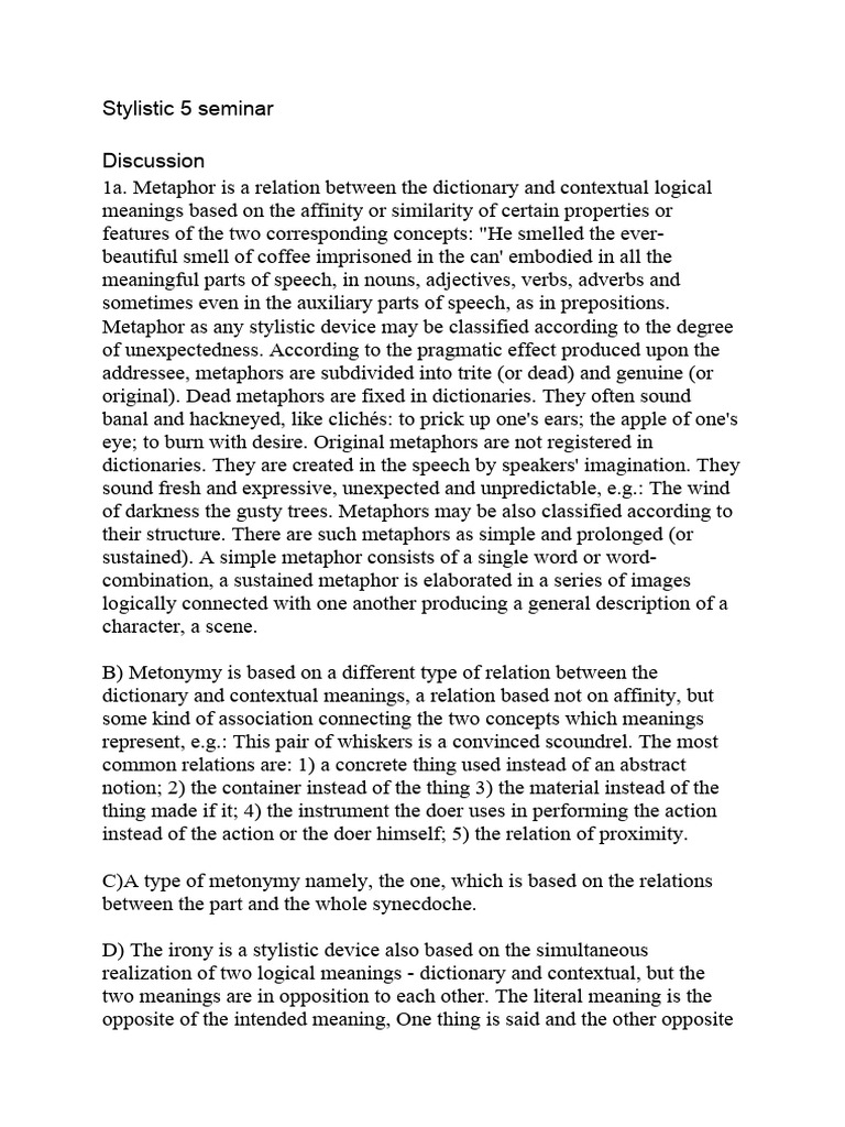 Understanding Stylistic Devices in Language | PDF | Philosophy ...
