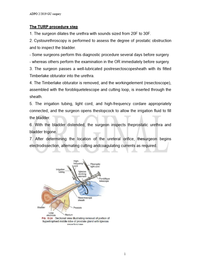 The TURP Procedure Step | PDF | Prostate | Surgery