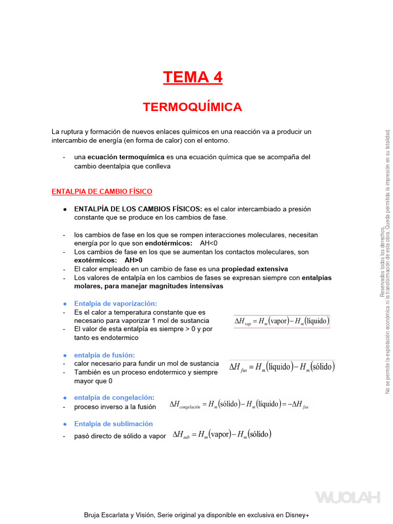TEMA 4 Termoquimica - Removed | PDF | Entalpía | Calor