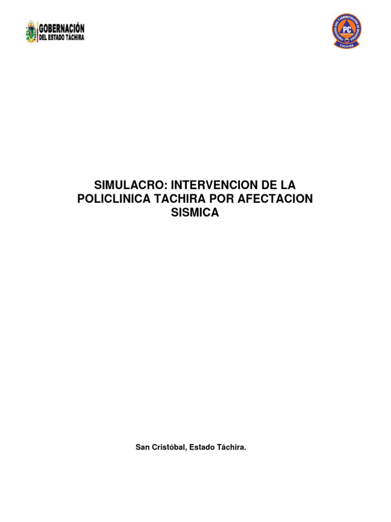 Protocolo de Actuacion Simulacro Caso Policlinica Tachira | PDF | Defensa Civil | Gestión de ...