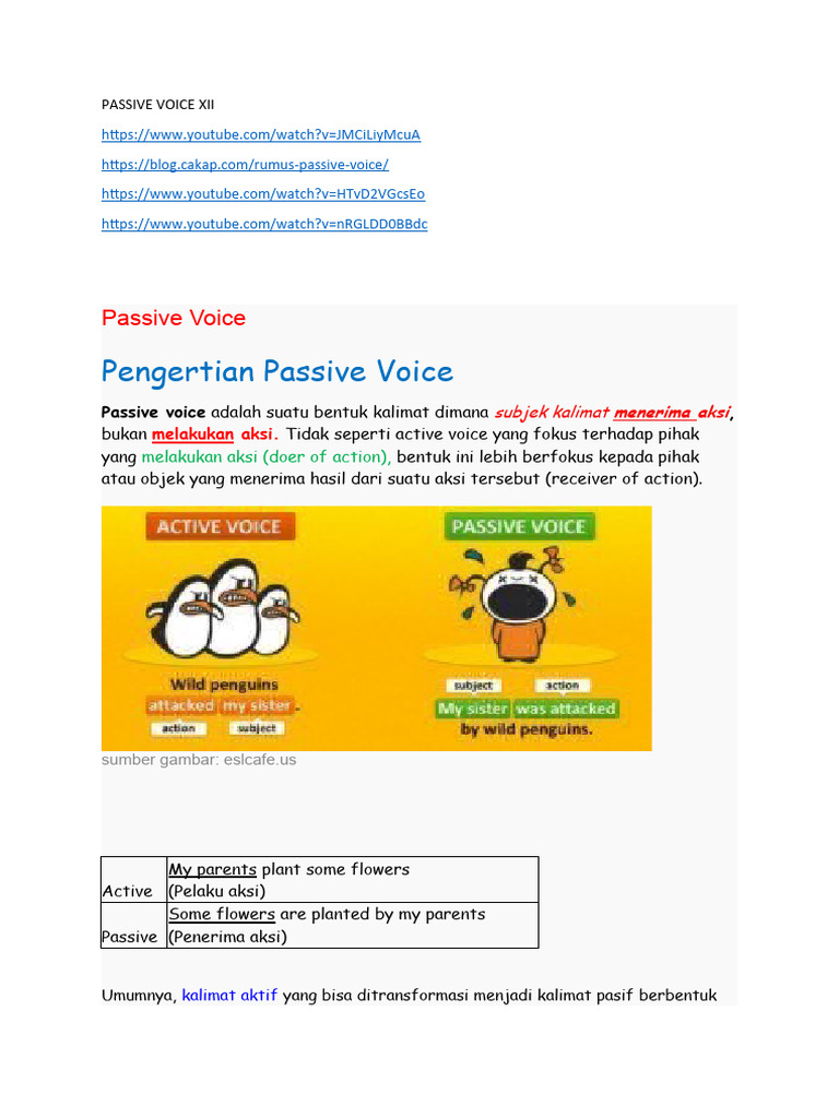 Pengertian dan Rumus Passive Voice | PDF