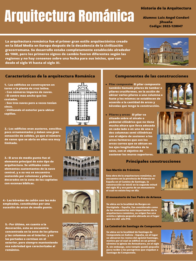 Arquitectura Románica | PDF | Santiago de compostela | Columna