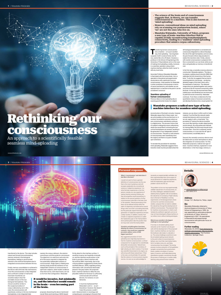 Masataka Watanabe - 19RP Web Version Only 1GE | PDF | Consciousness | Brain