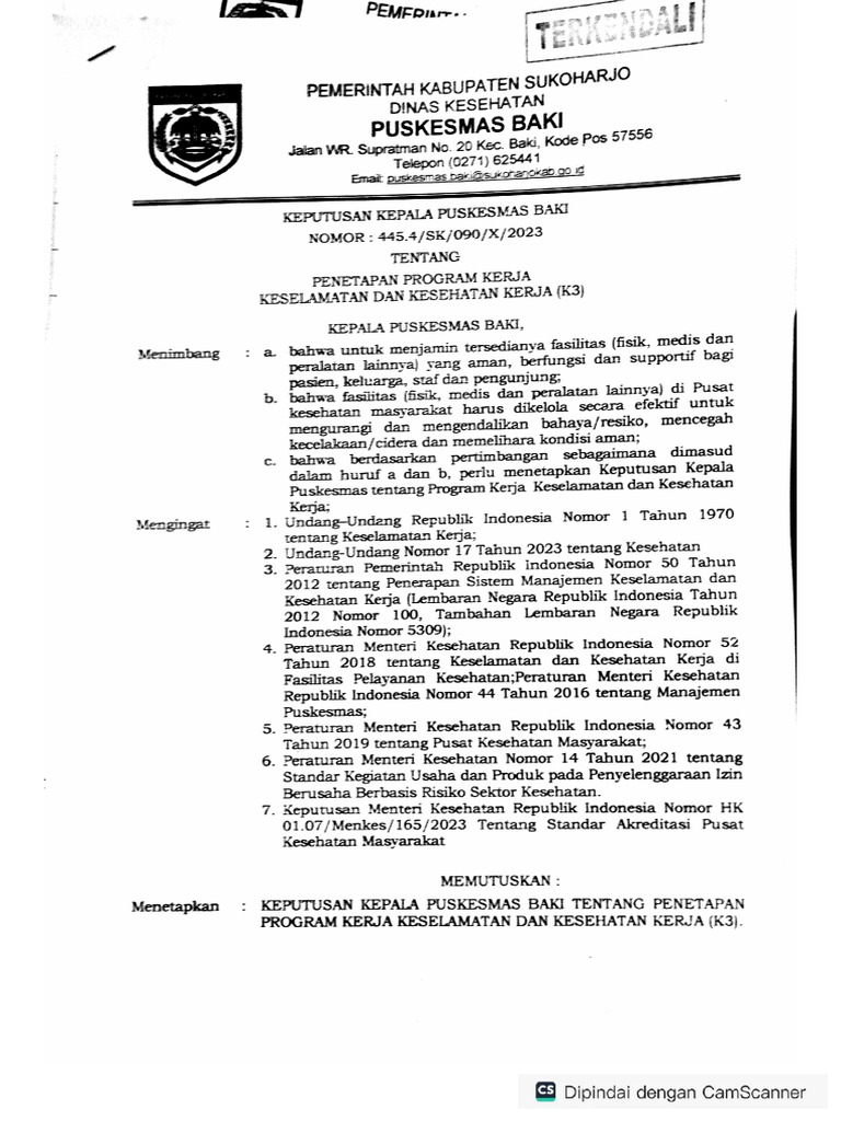 SK Program K3 Revisi | PDF