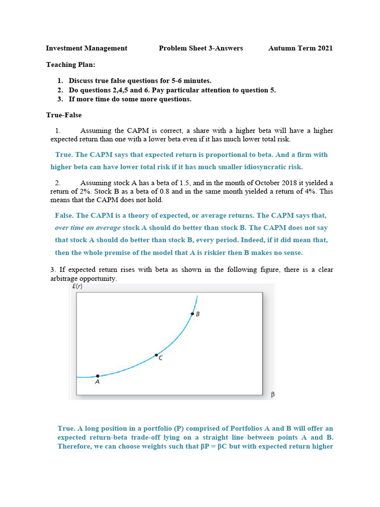 Solution ProblemSet3 TP | PDF | Capital Asset Pricing Model | Beta (Finance)