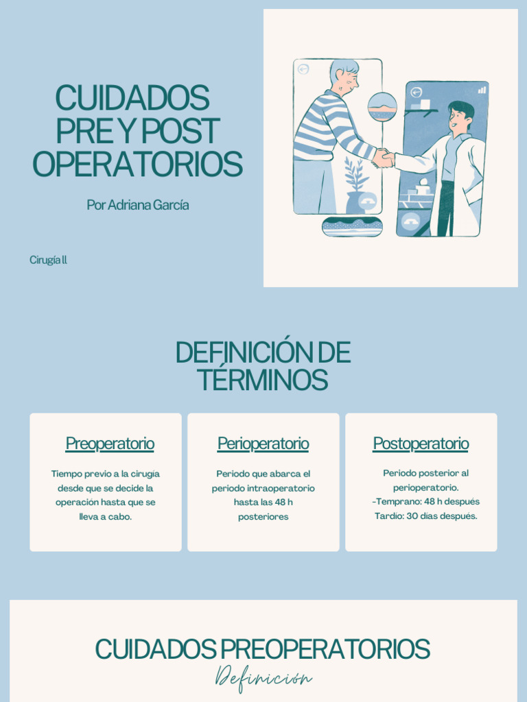 Cuidados Pre y Post Operatorios AG | PDF | Perioperatorio | Ciencias de ...