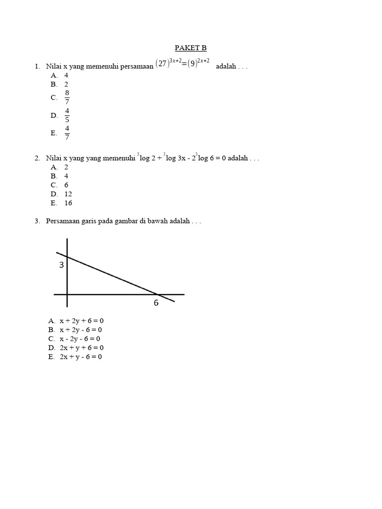 Soal MTK Teknik Paket B | PDF