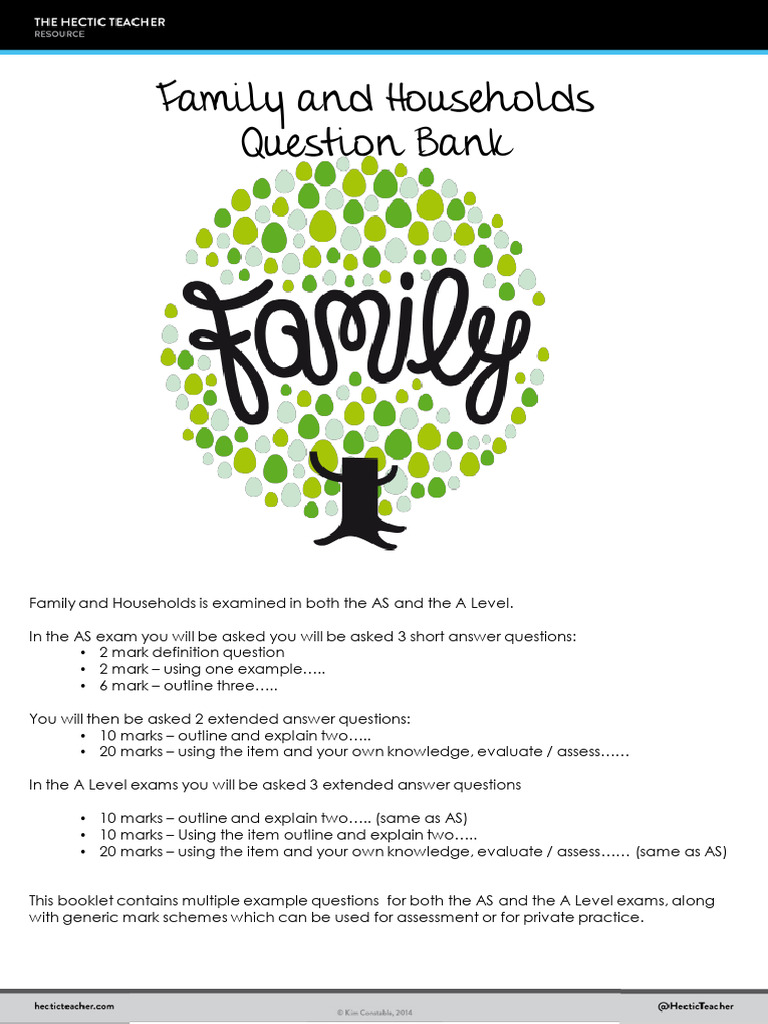 Family and Households Question Bank | PDF | Family | Sociology