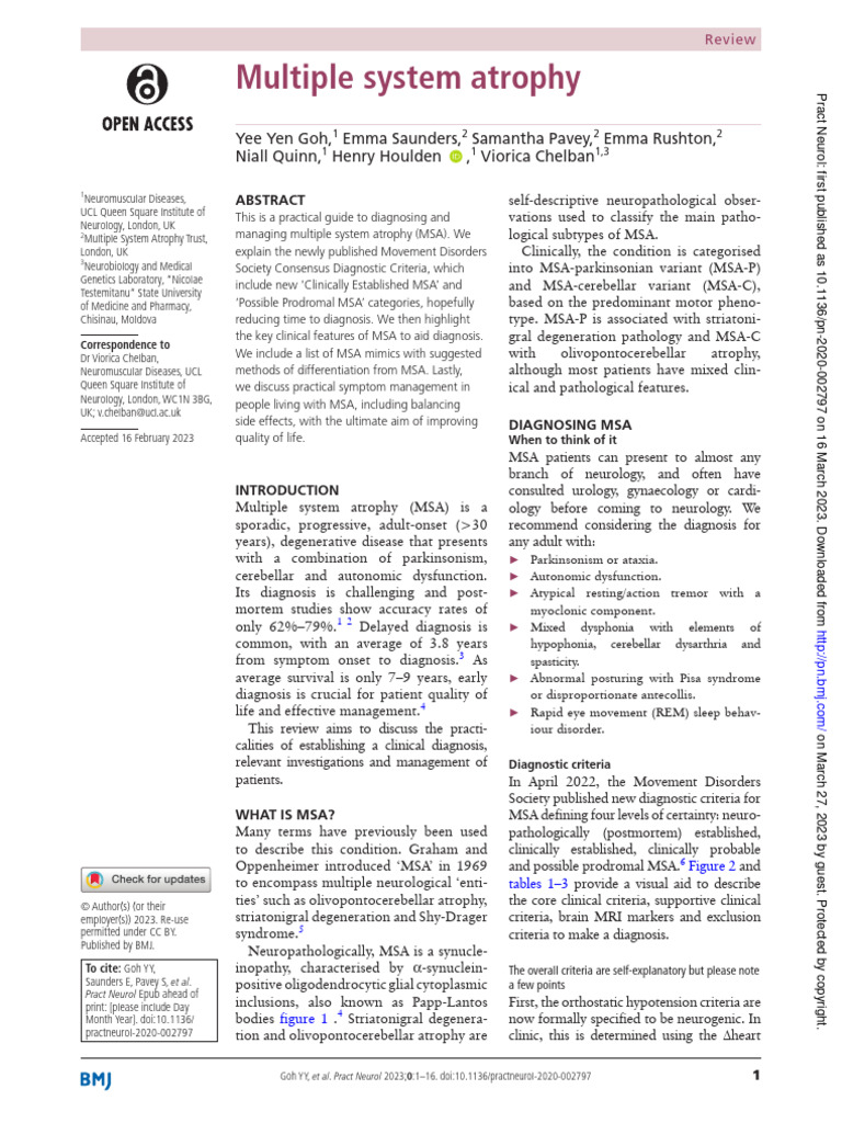 Multiple System Atrophy | PDF