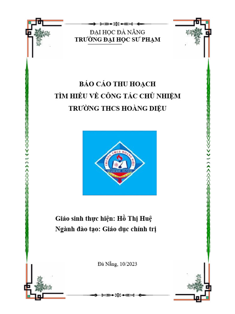 Bài Thu Hoạch Chủ Nhiệm Mẫu TH3 | PDF