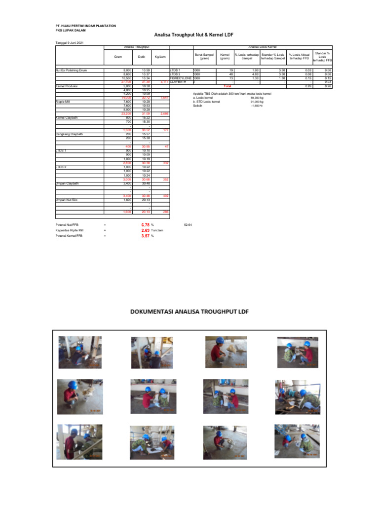 Analisa Troughput Nut & Kernel, 20.08.2021 | PDF