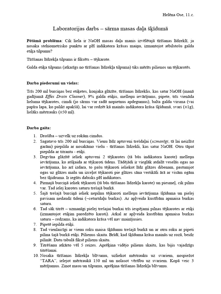 Kimija. LB NaOH Masas Dala | PDF