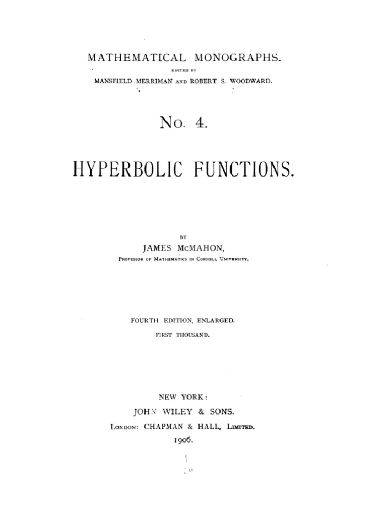 Hyperbolic Functions - J. MacMahon | PDF