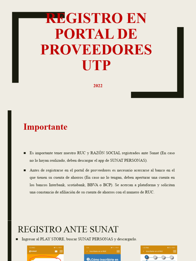 Registro en Portal de Proveedores Utp | PDF