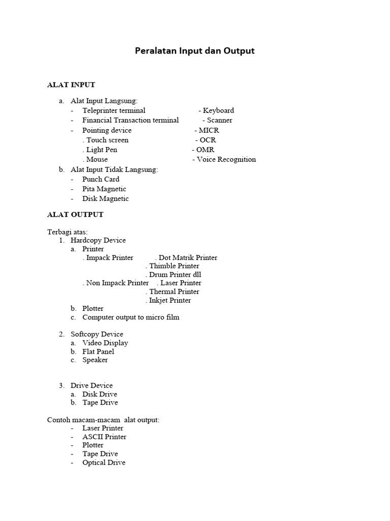 Peralatan Input Output | PDF