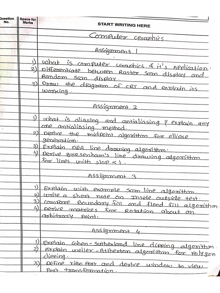 Computer Graphics Assignments | PDF