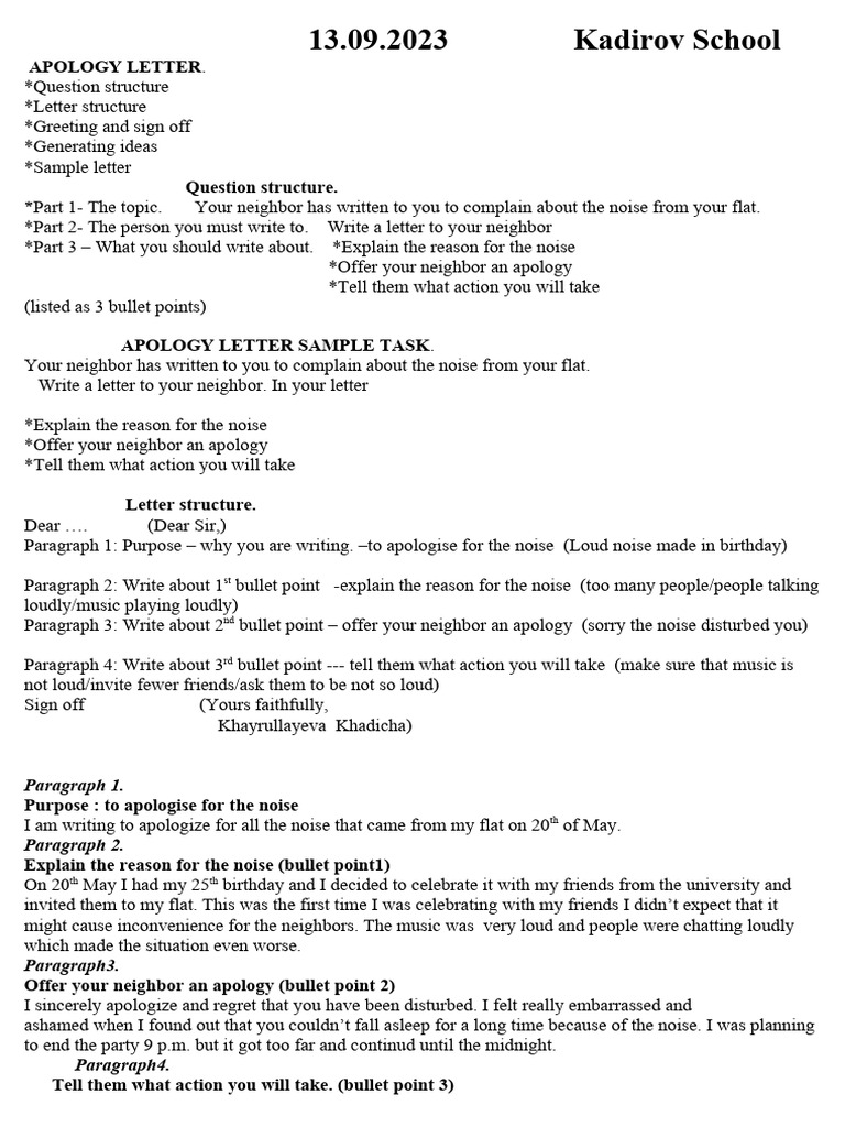 Apology Letter | PDF