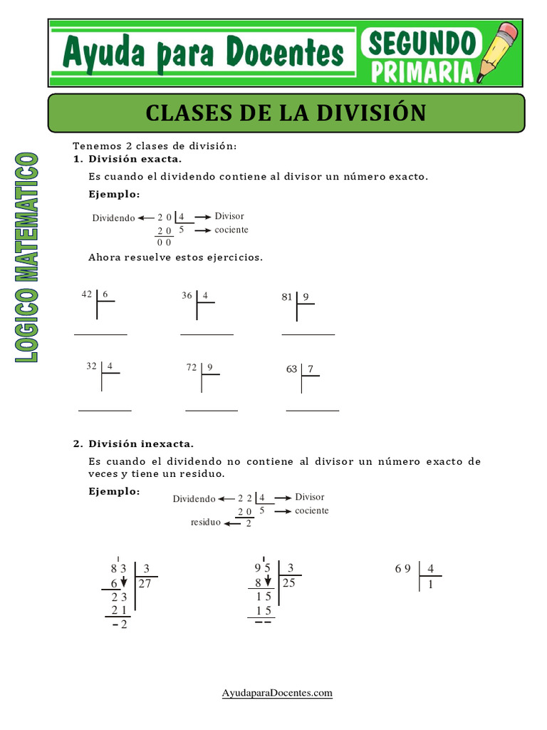 Clases de Division para Segundo de Primaria | PDF | División ...