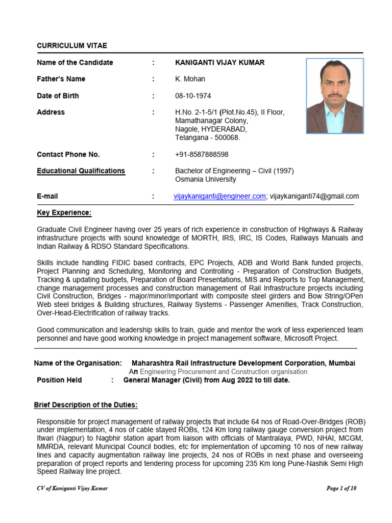 CV K Vijay Kumar 20230625 | PDF