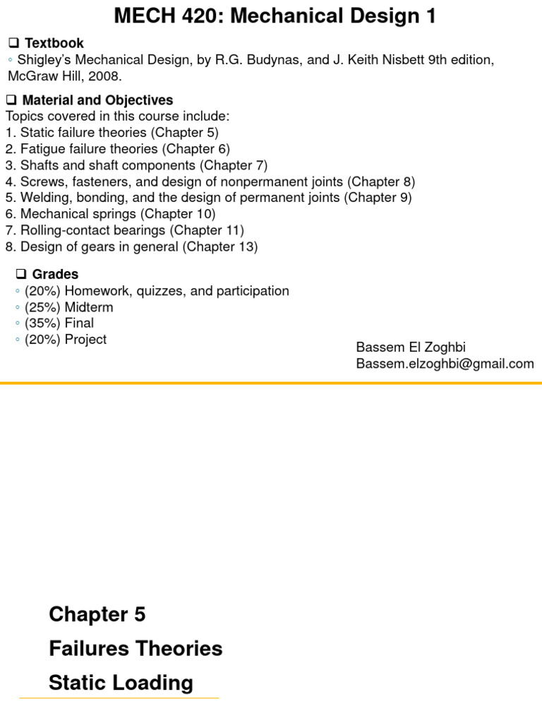 Mechanical Design 1 Course Overview | PDF | Strength Of Materials ...