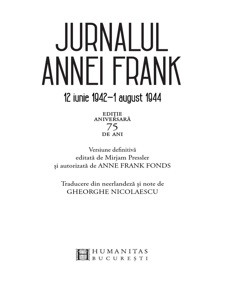 Jurnalul Annei Frank - Anne Frank | PDF