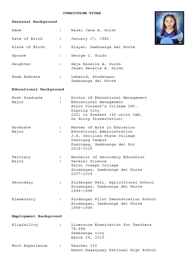 Curriculum Vitae (Updated) | PDF | Teachers | Schools