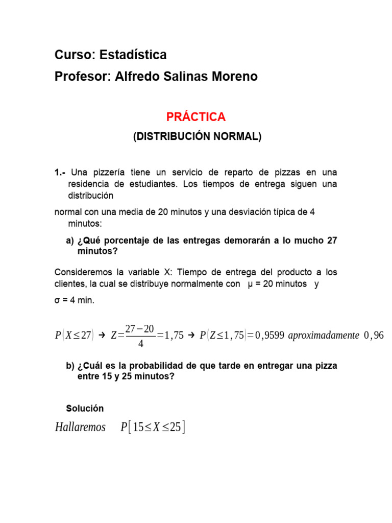 Ejercicios Dist. Normal | PDF | Desviación Estándar | Distribución normal