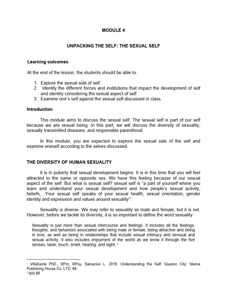 UTS - Module 4 Sexualself Student | PDF | Sexually Transmitted Infection | Sexual Orientation