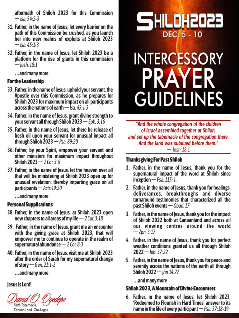 Shiloh 2023 Intercessory Prayer Guidelines - Approved | PDF | Jesus In ...