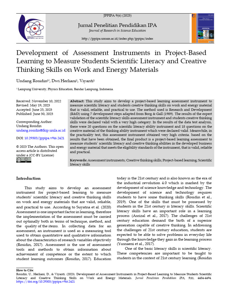 Project-Based Learning Assessment Tools | PDF | Career & Growth | Art