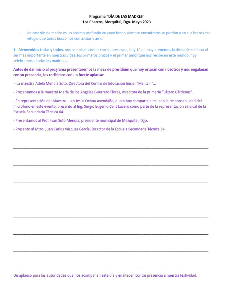 Programa 10 de Mayo | PDF