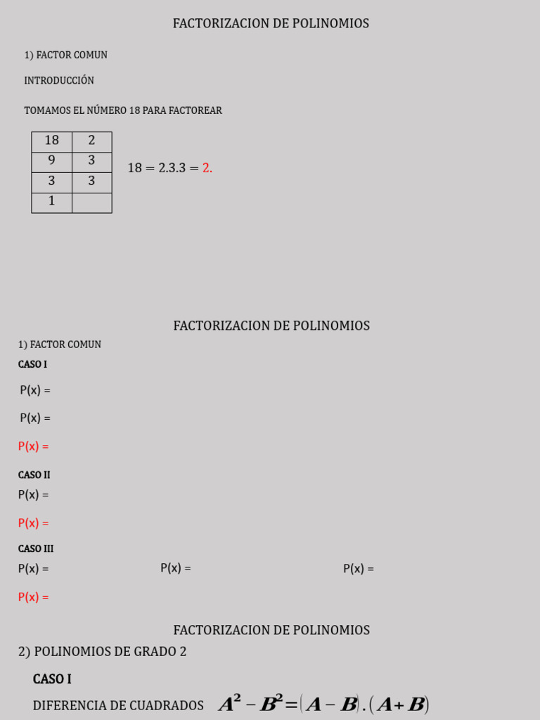 Factorizacion de Polinomios | Descargar gratis PDF | Factorización | Matemáticas De La Computación