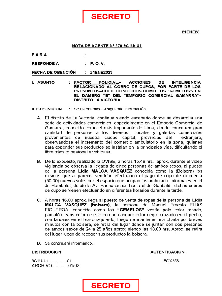 NOTA DE AGENTE - 1 | PDF