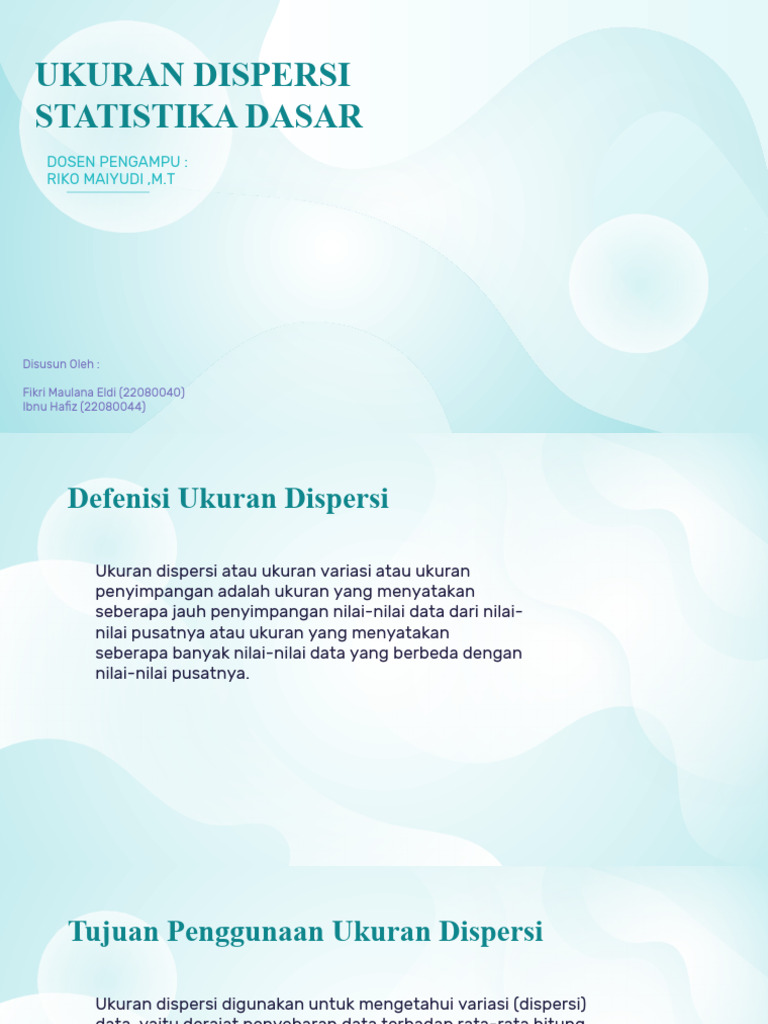 Ukuran Dispersi dalam Statistika Dasar | PDF | Metode & Bahan Ajar