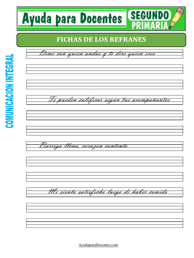 Fichas de Los Refranes para Segundo de Primaria | PDF