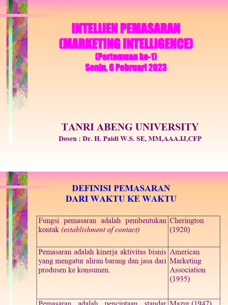 Materi Week 1 Marketing Intelligence | PDF | Bisnis