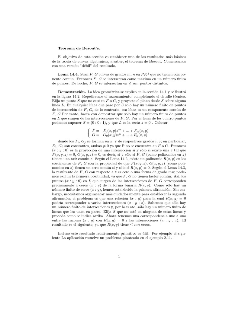 Bezout | PDF | Curva | Matemáticas