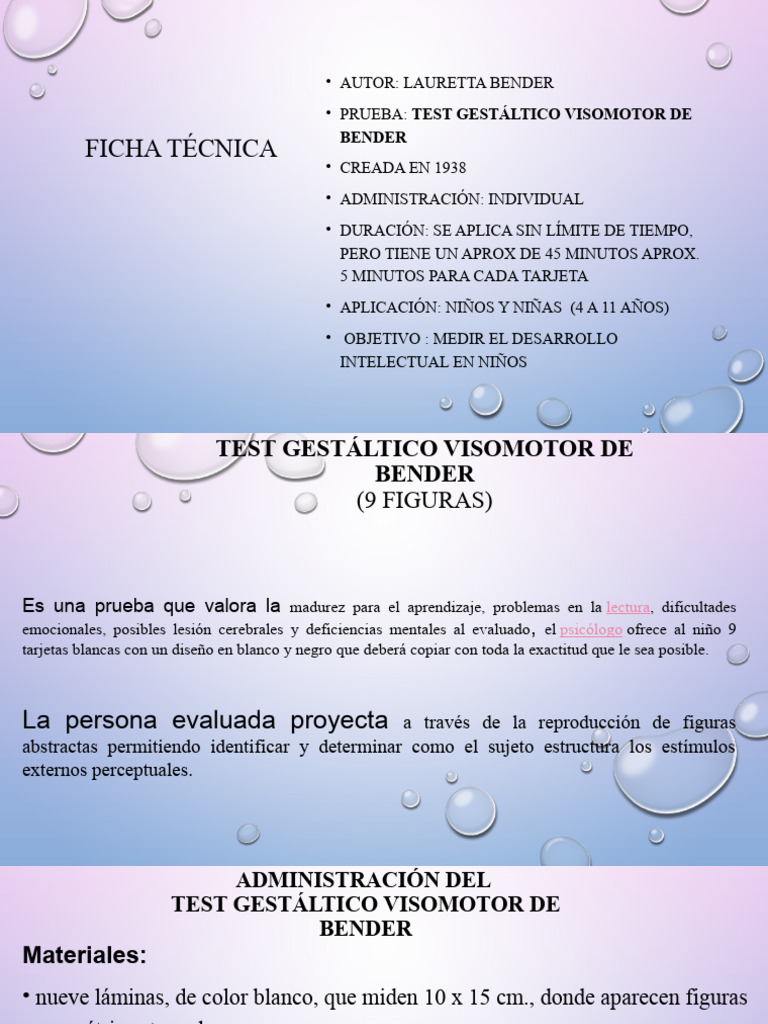 Test gestáltico visomotor de Bender | PDF | Psicología cognitiva ...
