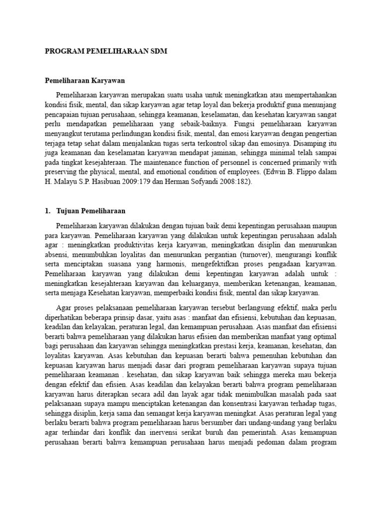Program Pemeliharaan SDM | PDF