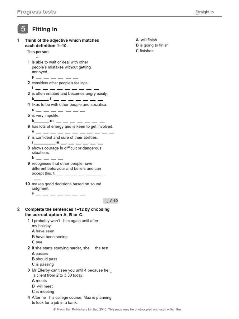 STF Progress Tests Unit 5 | PDF STF Progress Tests Unit 5 | PDF