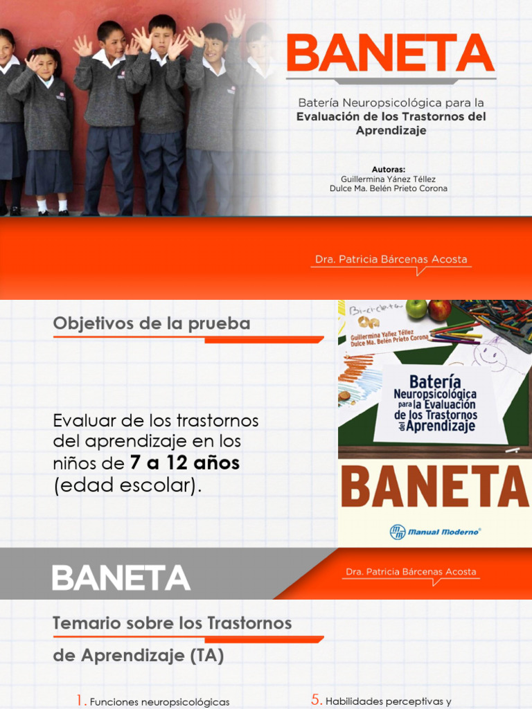 BANETA Prueba Neuropsicológica - v2 | PDF | Léxico | Aprendizaje