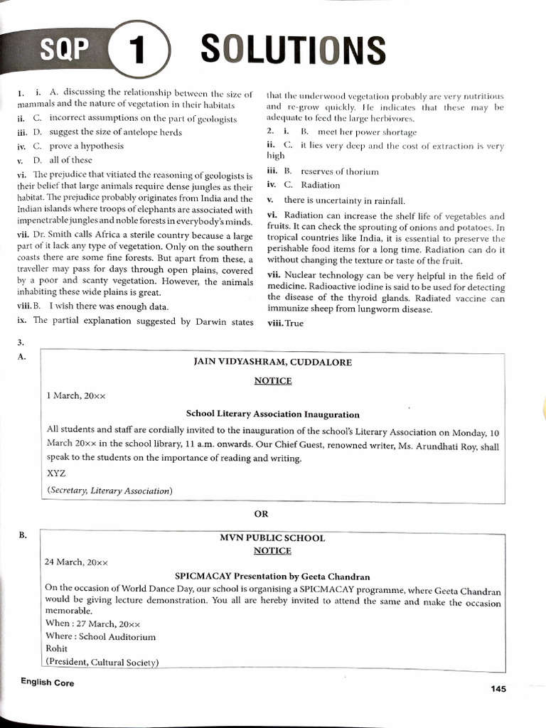 English SQP 1 Solutions | PDF