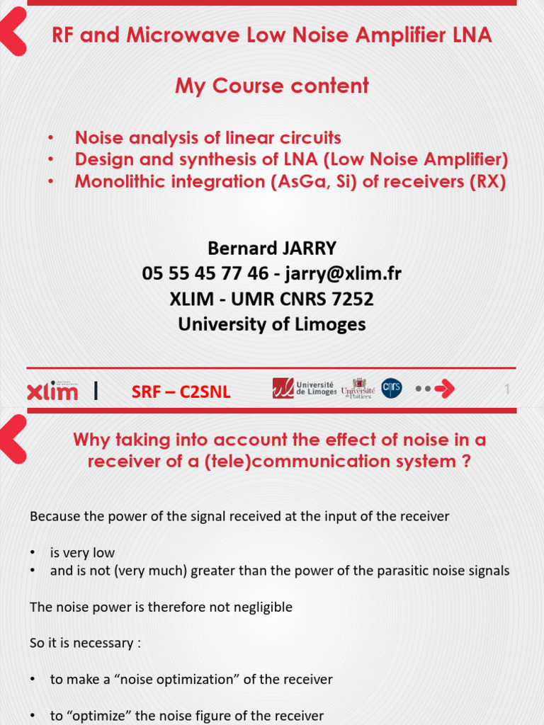 1 - Reminder Basics On Analog RF Electronics | PDF | Amplifier | Analog ...