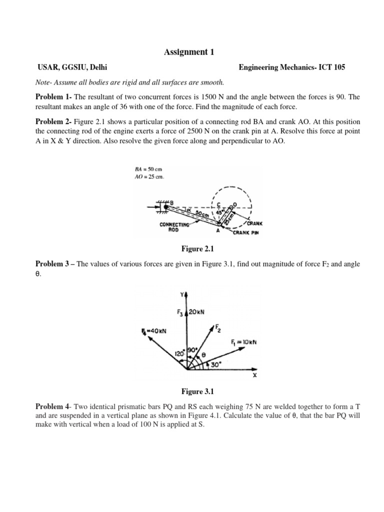 Mechanics Assignment 1 | PDF Mechanics Assignment 1 | PDF