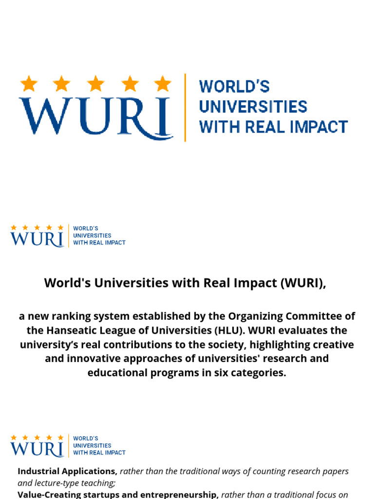 World's Universities with Real Impact (WURI), a new ranking system ...