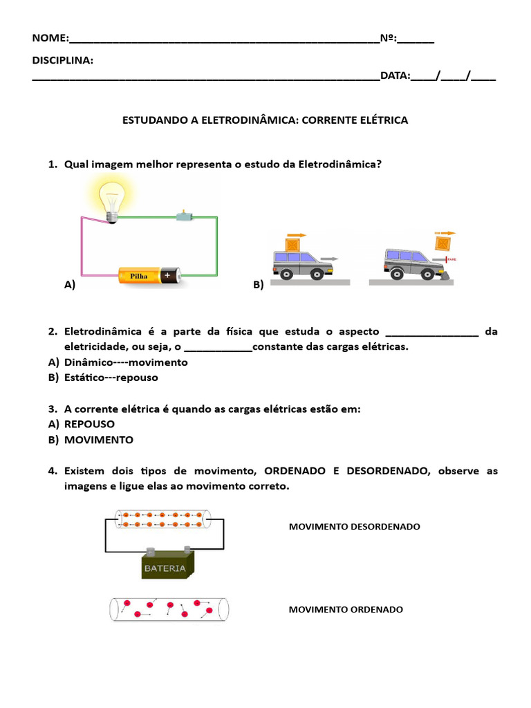 Atividade Adaptada de Eletrodinamica | PDF